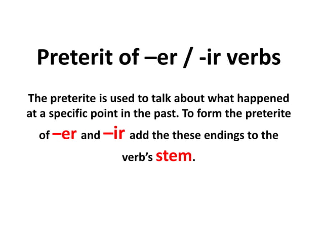Notas preterite er ir verbs | PPT