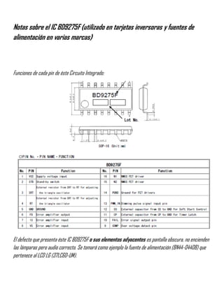 Notas sobre el ic bd9275 f (utilizado en tarjetas inversoras y fuentes ...