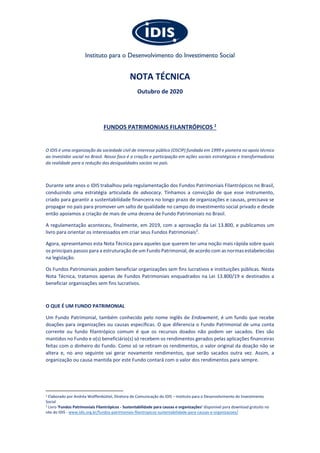 Nota técnica: Fundos Patrimoniais Filantrópicos | PDF