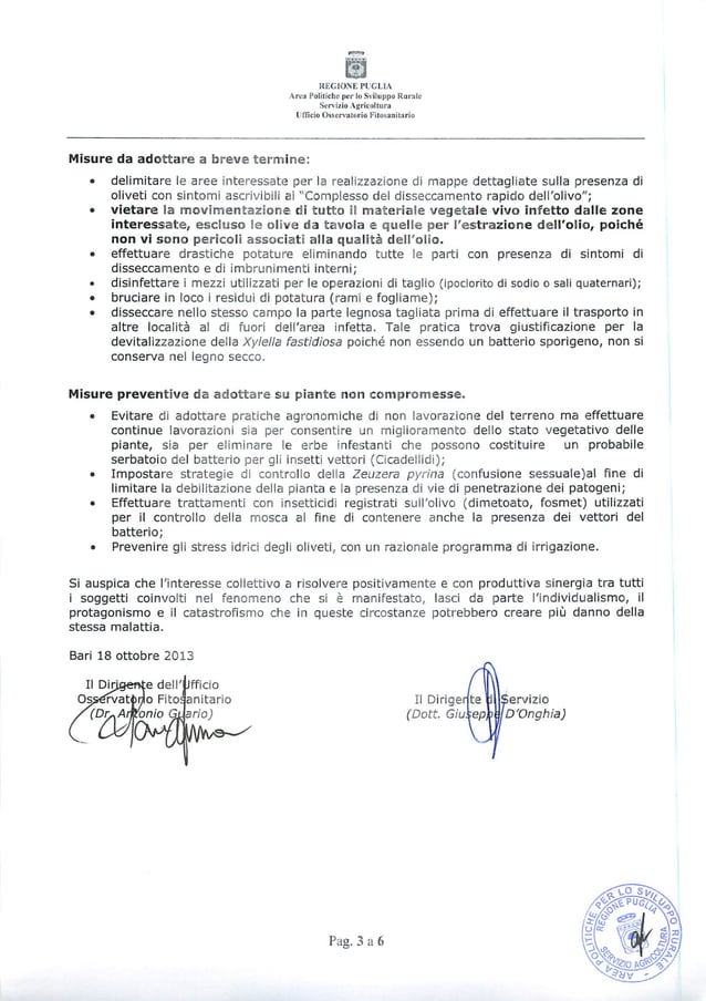 Nota tecnica informativa Disseccamento ulivi | PDF