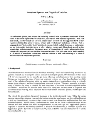 Notational systems and cognitive evolution | PDF