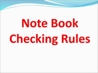Note Books Checking | PDF