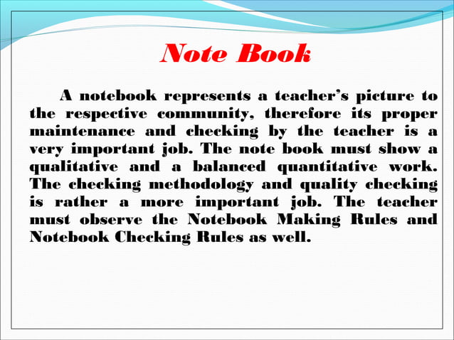 Note Books Checking procedure | PPT | Homework and Study | Education
