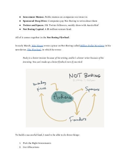 Not Boring Capital - Fund I Memo - VC Pitch Deck Examples | PDF