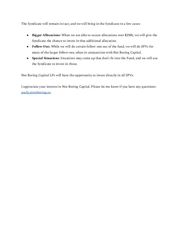 Not Boring Capital - Fund I Memo - VC Pitch Deck Examples | PDF