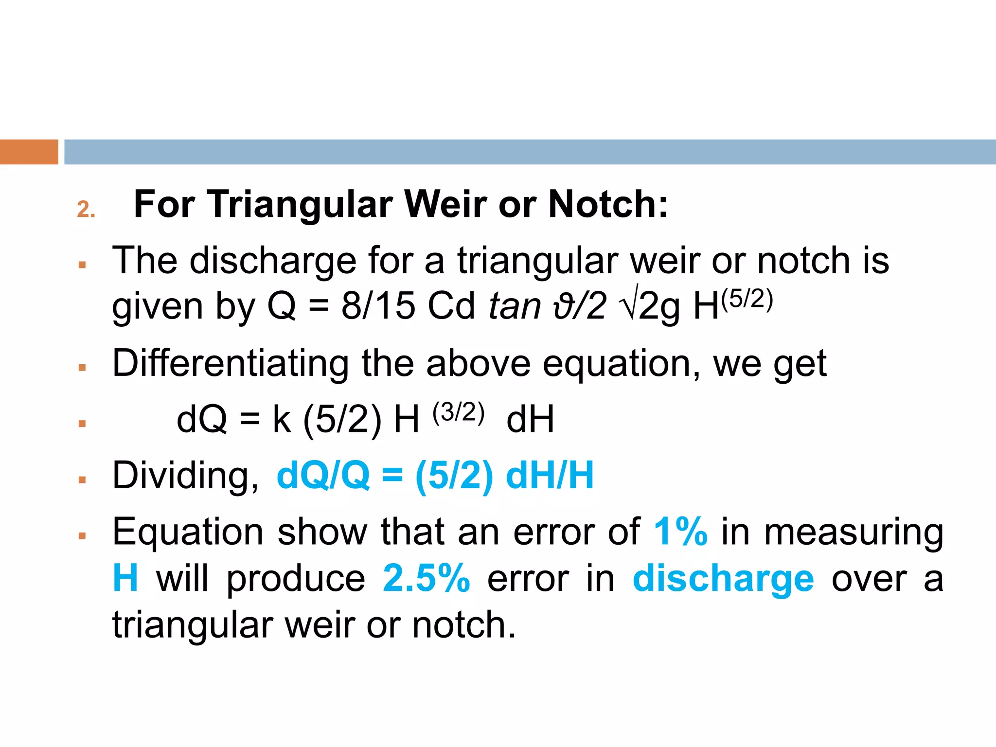 Notches and weir | PPTX