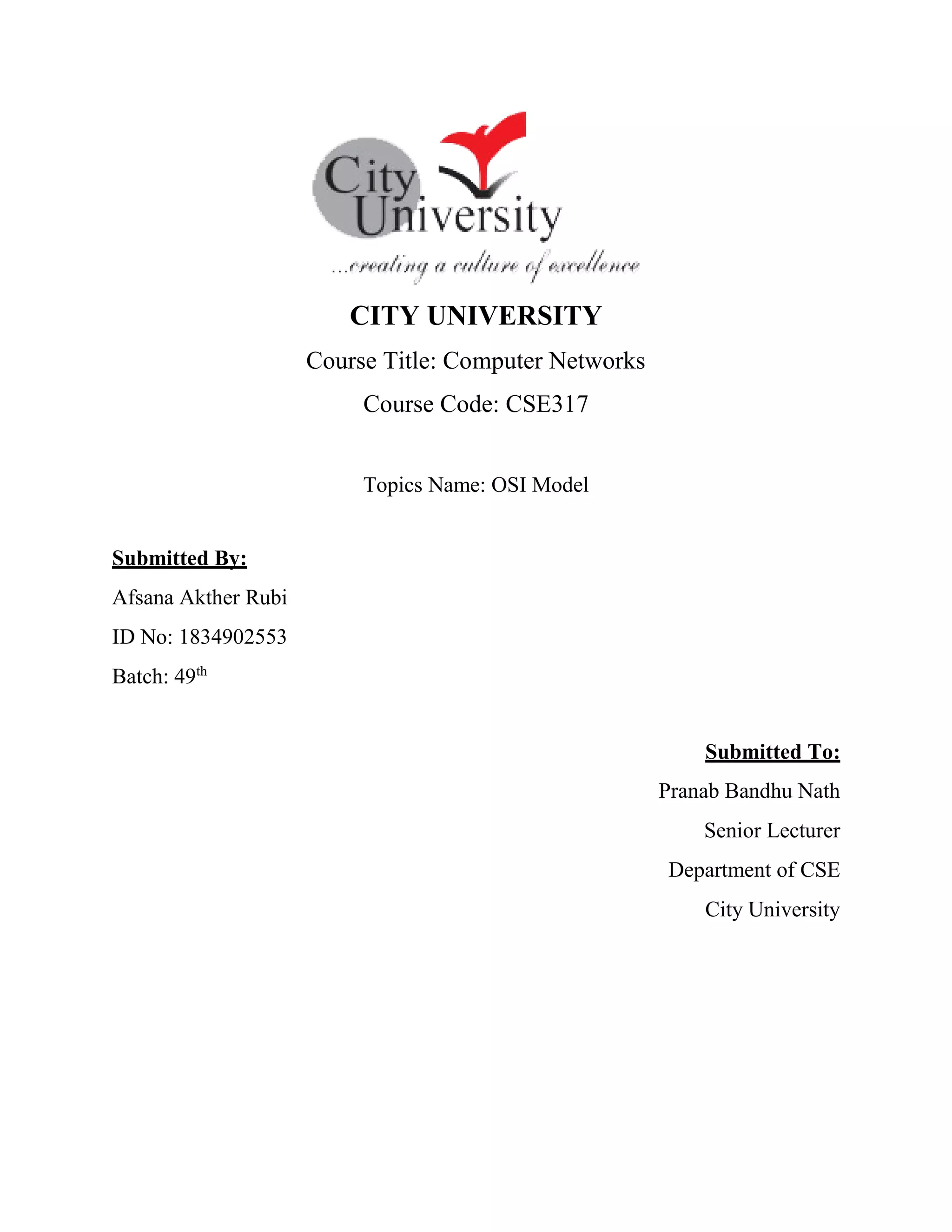 Computer Network [OSI Model] | PDF | Computer Networking | Computing