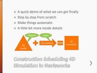 BIM Construction Scheduling 4D Simulation in Navisworks | PPTX