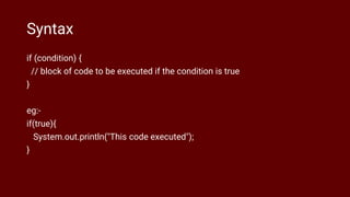 Java if else condition - powerpoint persentation | PPTX