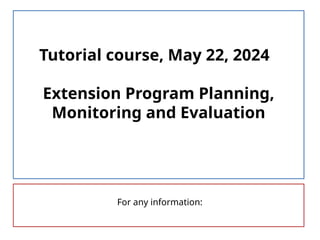 Extention program planning. Monitoring and evaluation | PPTX