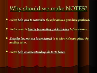 Note making | PPT