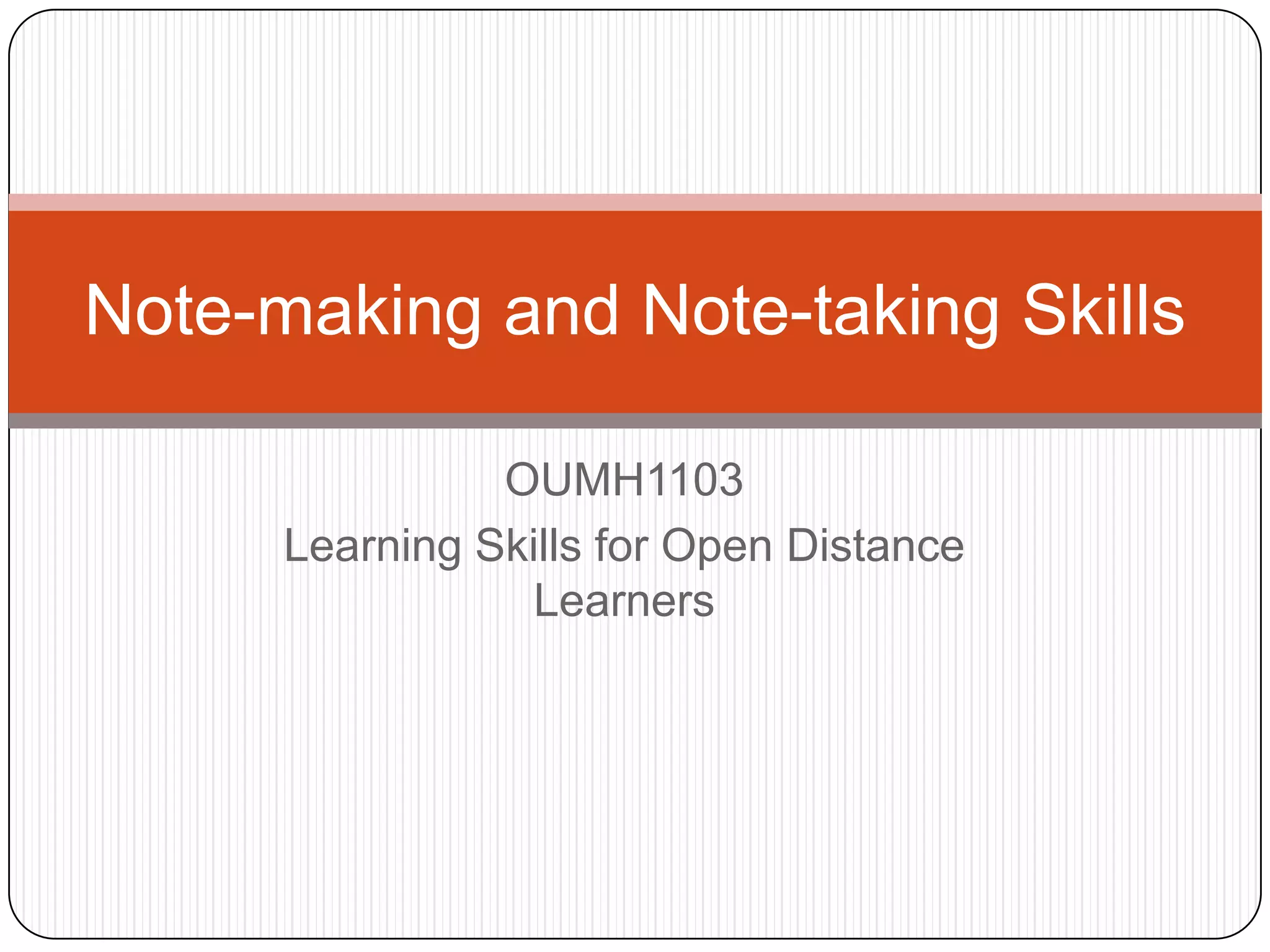 Note making and note-taking skills | PPTX
