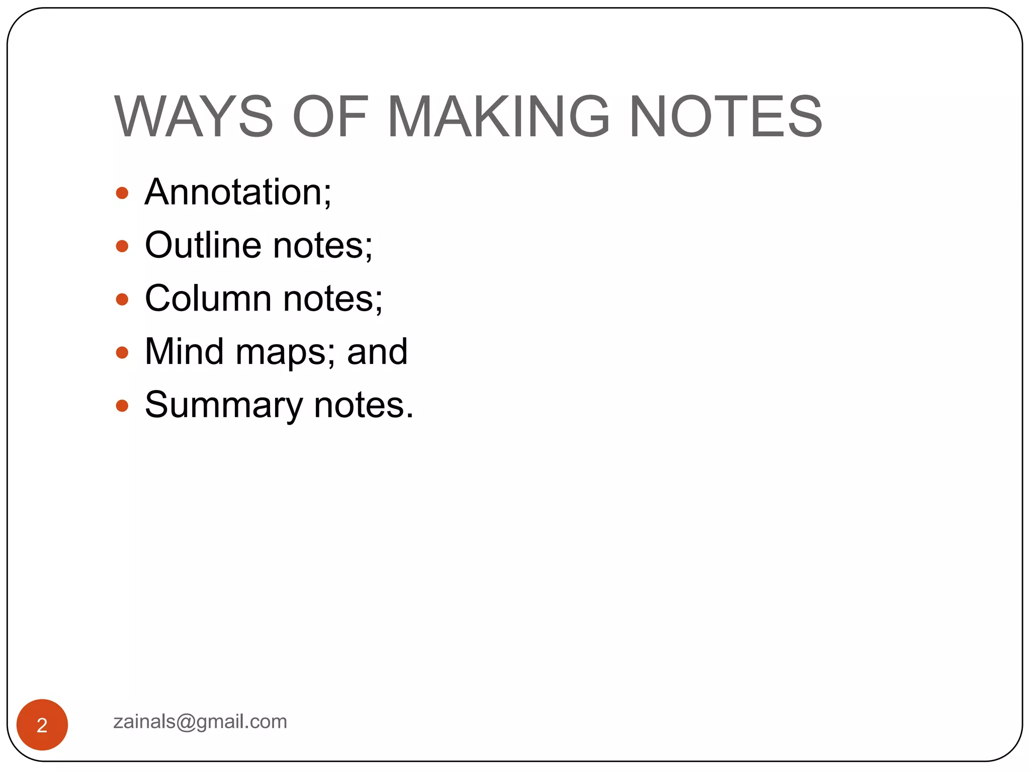 Note making and note-taking skills | PPTX