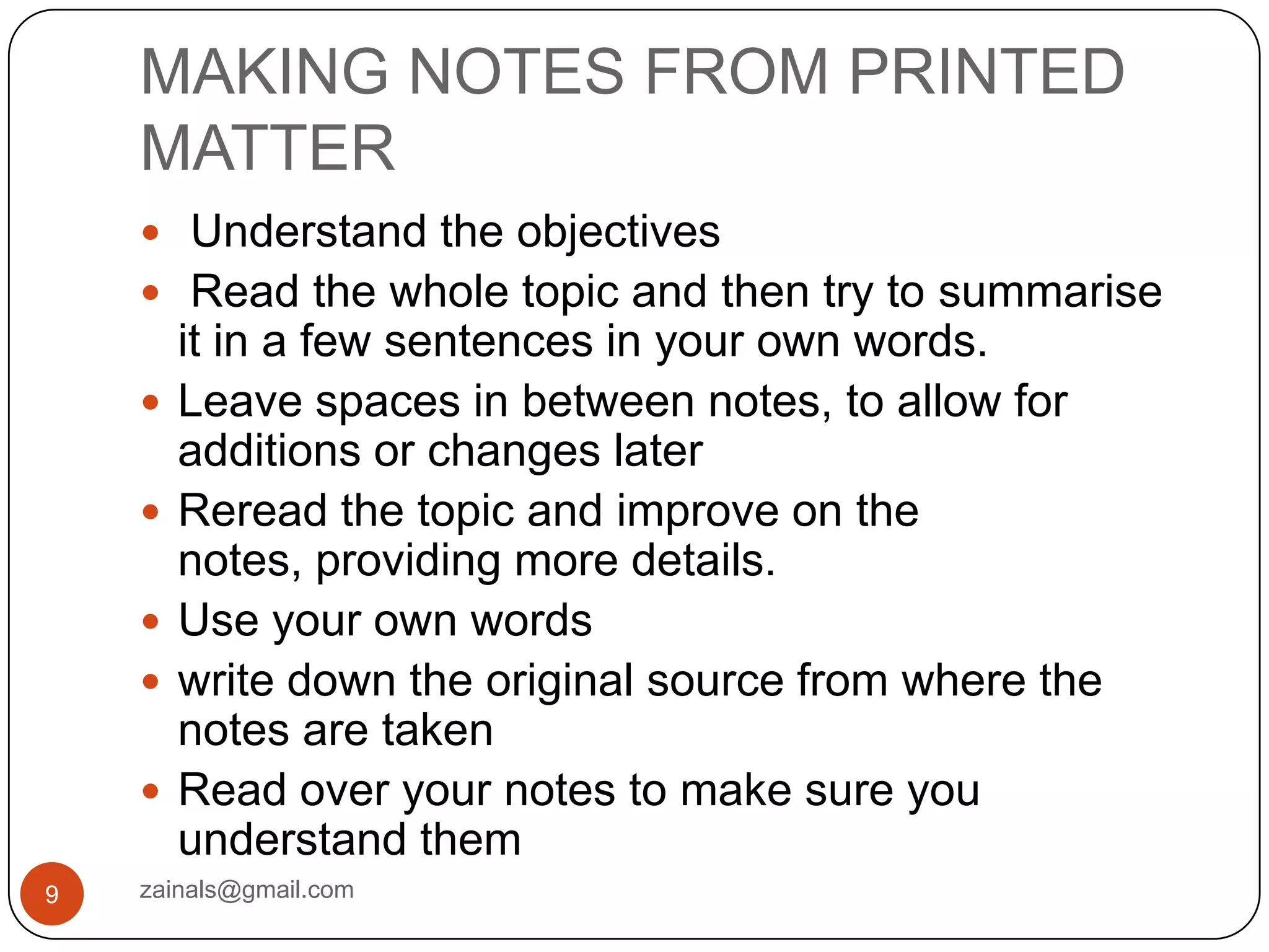 Note making and note-taking skills | PPTX