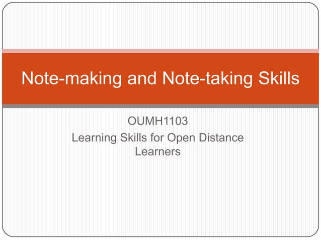 Note making and note-taking skills | PPTX