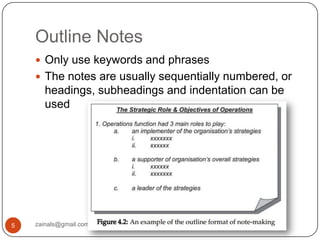 Note making and note-taking skills | PPTX
