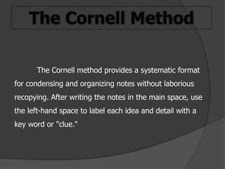 Note taking and note making | PPT