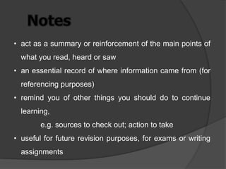 Note taking & Note Making | PPT
