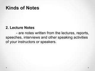 Note taking | PPTX