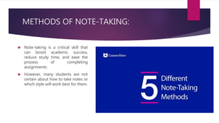 Note taking Effectiveness Listeninng Skill | PPTX