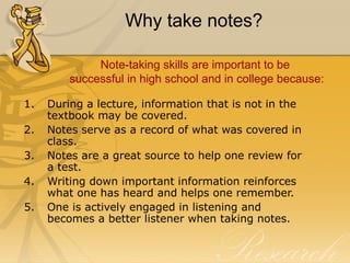 Note taking skills | PPT