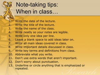 Note taking skills | PPT