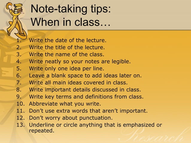 Note taking skills | PPT | Homework and Study | Education