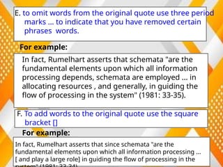 NOTE-TAKING TECHNIQUES Directly Quoting, Remember the following points ...