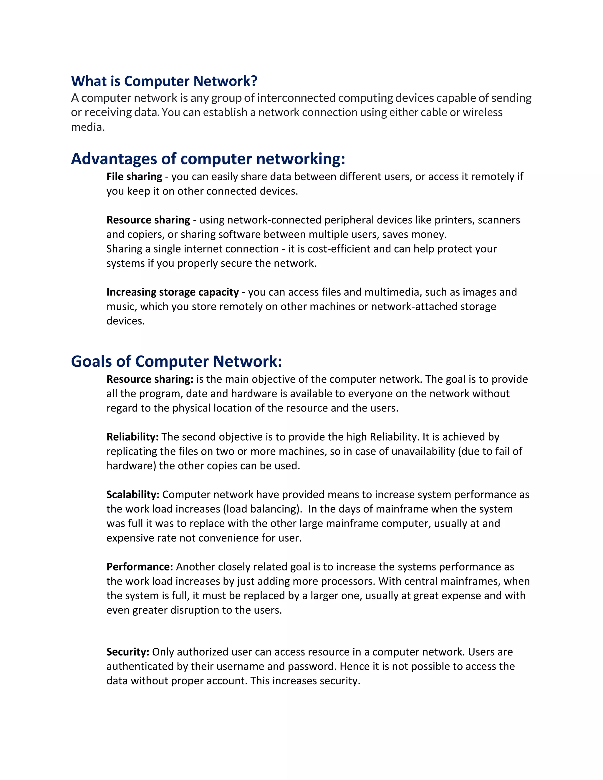 Note: Introduction to Computer Networks | PDF