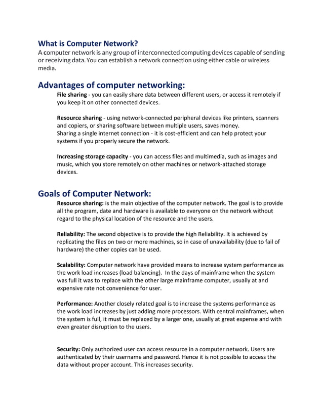 Note: Introduction to Computer Networks | PDF