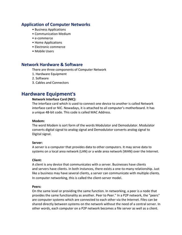 Note: Introduction to Computer Networks | PDF