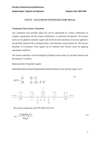 unit 2: analysis of continues time signal | PDF