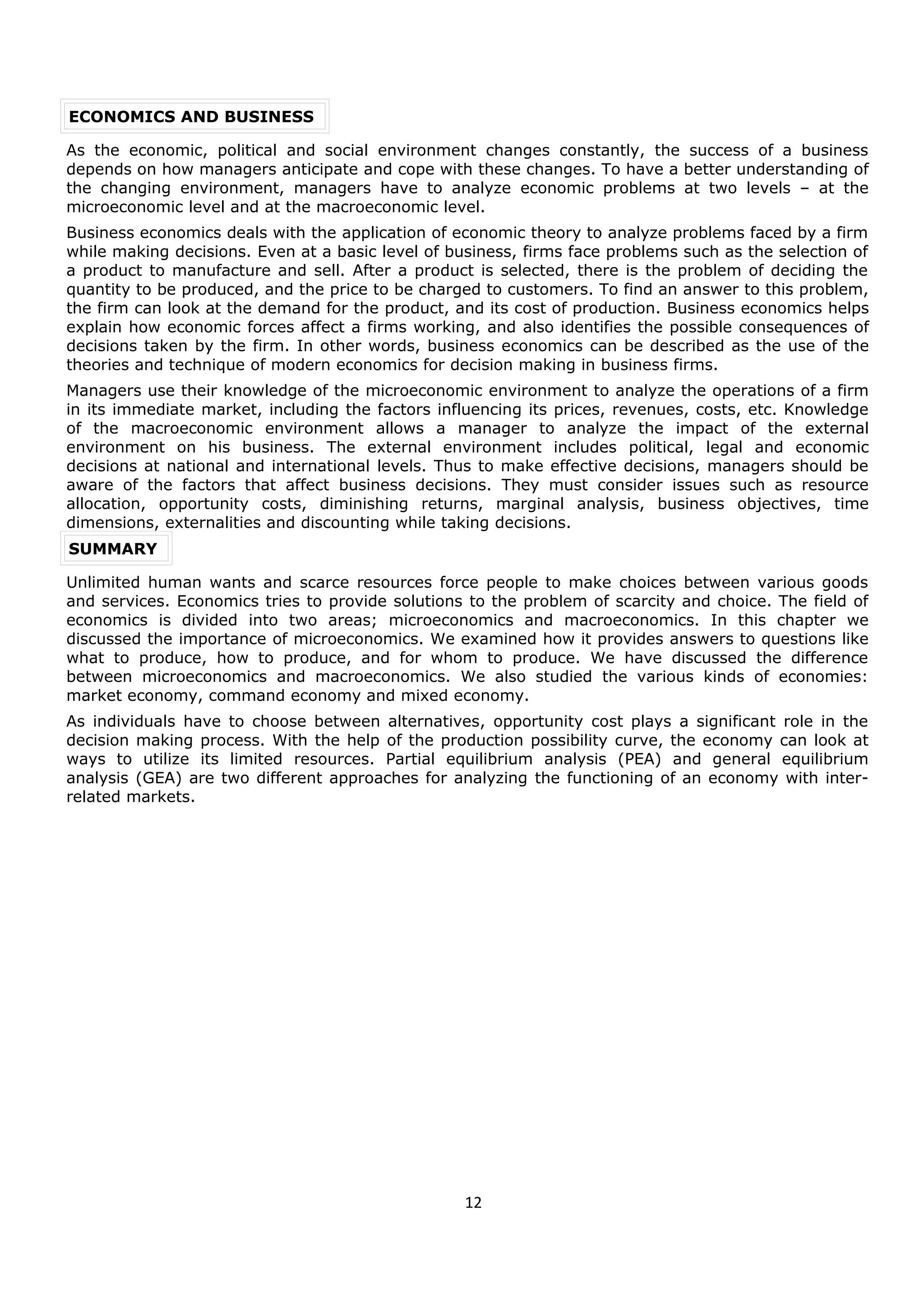 Note 1 introduction to microeconomics | DOC