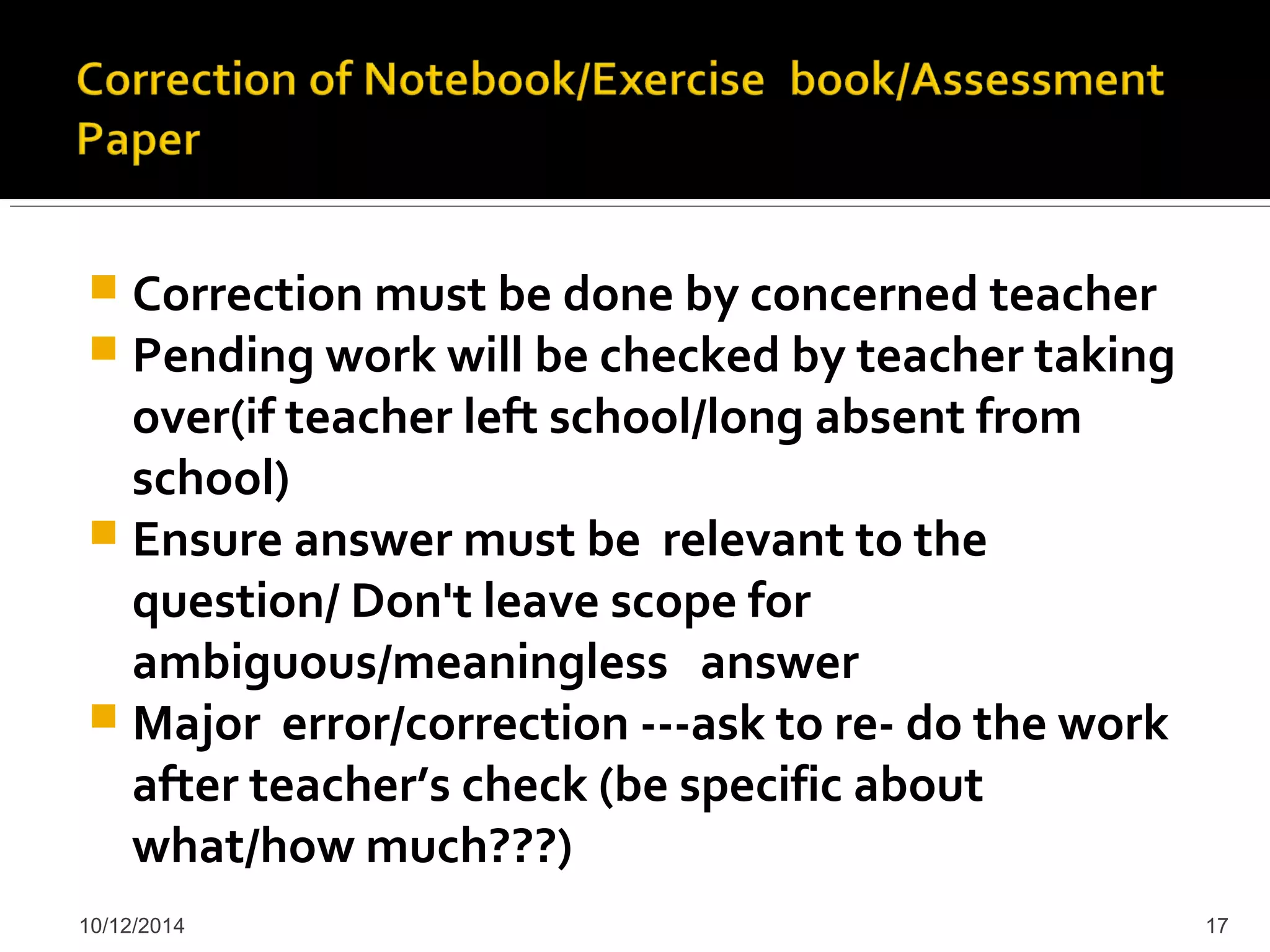 Notebook Correction/Exercise Book Correction Methods | PPT