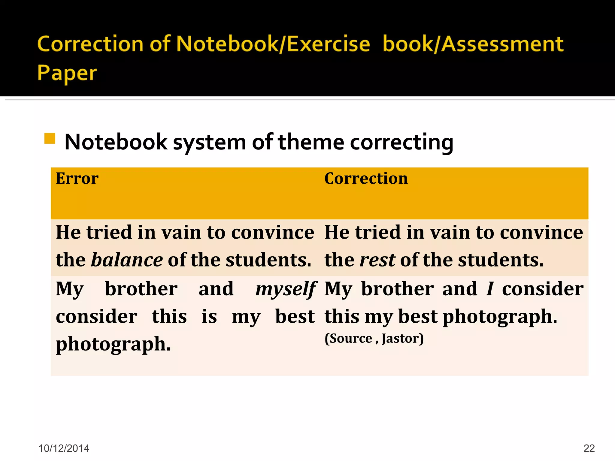 Notebook Correction/Exercise Book Correction Methods | PPT