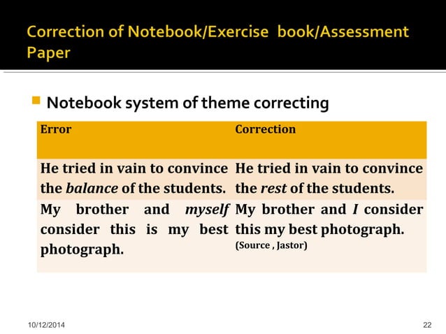 Notebook Correctionexercise Book Correction Methods Ppt