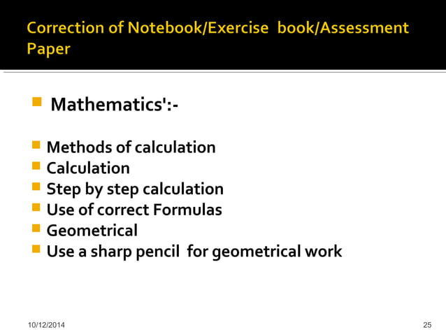 Notebook Correction/Exercise Book Correction Methods