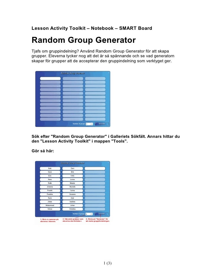Random Group Generator, Notebook, SMART Board