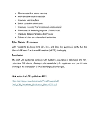 PATENTABILITY UNDER THE 2025 CRI DRAFT GUIDELINES | DOCX