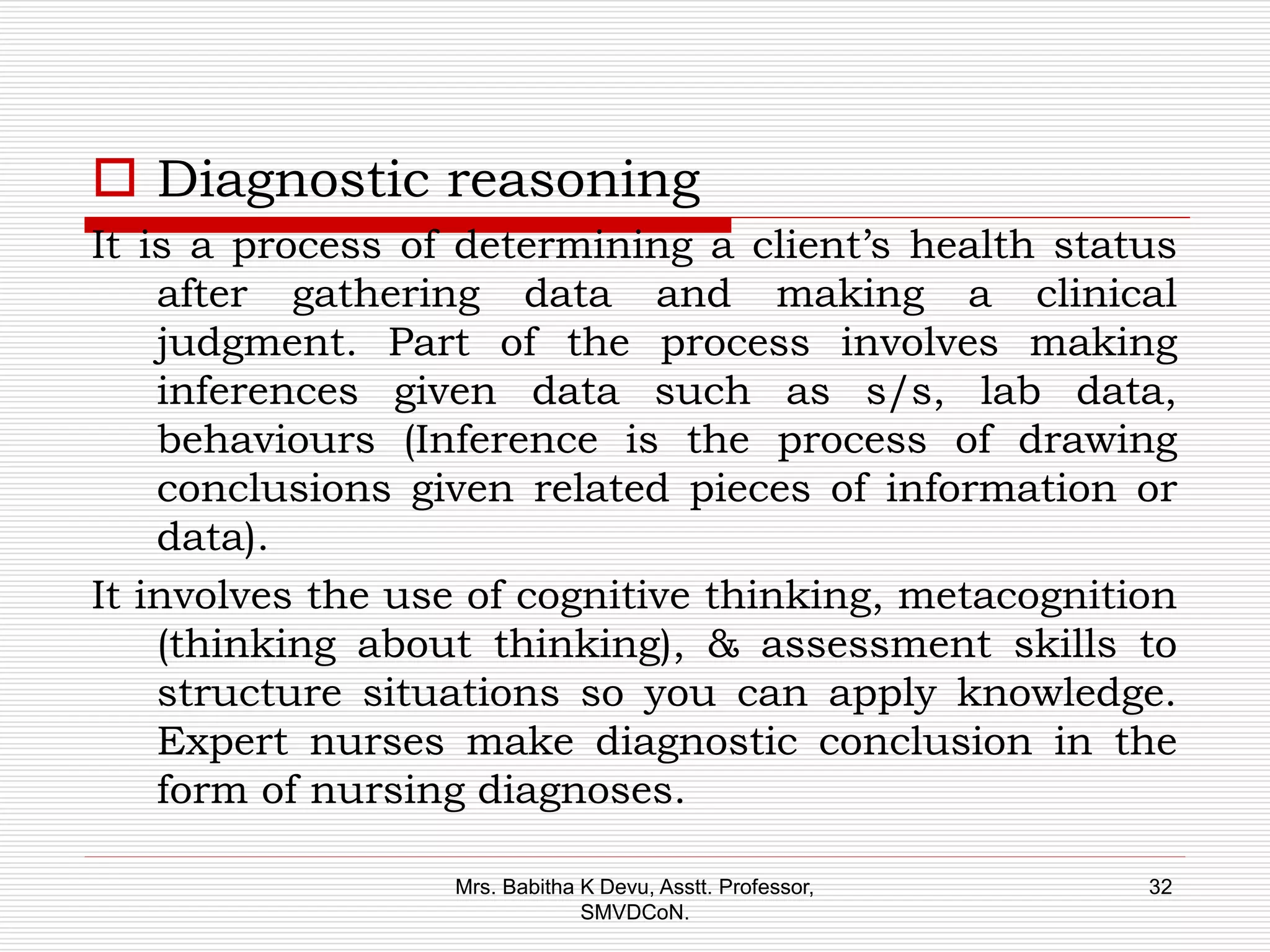 Babitha's Note On critical thinking in nursing | PPTX