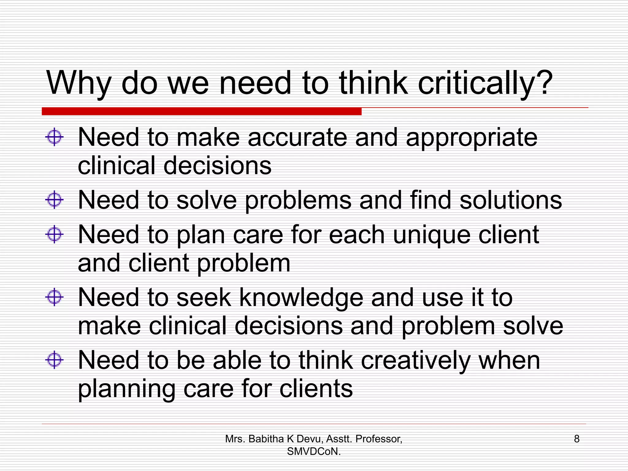 Babitha's Note On critical thinking in nursing | PPTX