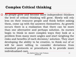 Babitha's Note On critical thinking in nursing | PPTX
