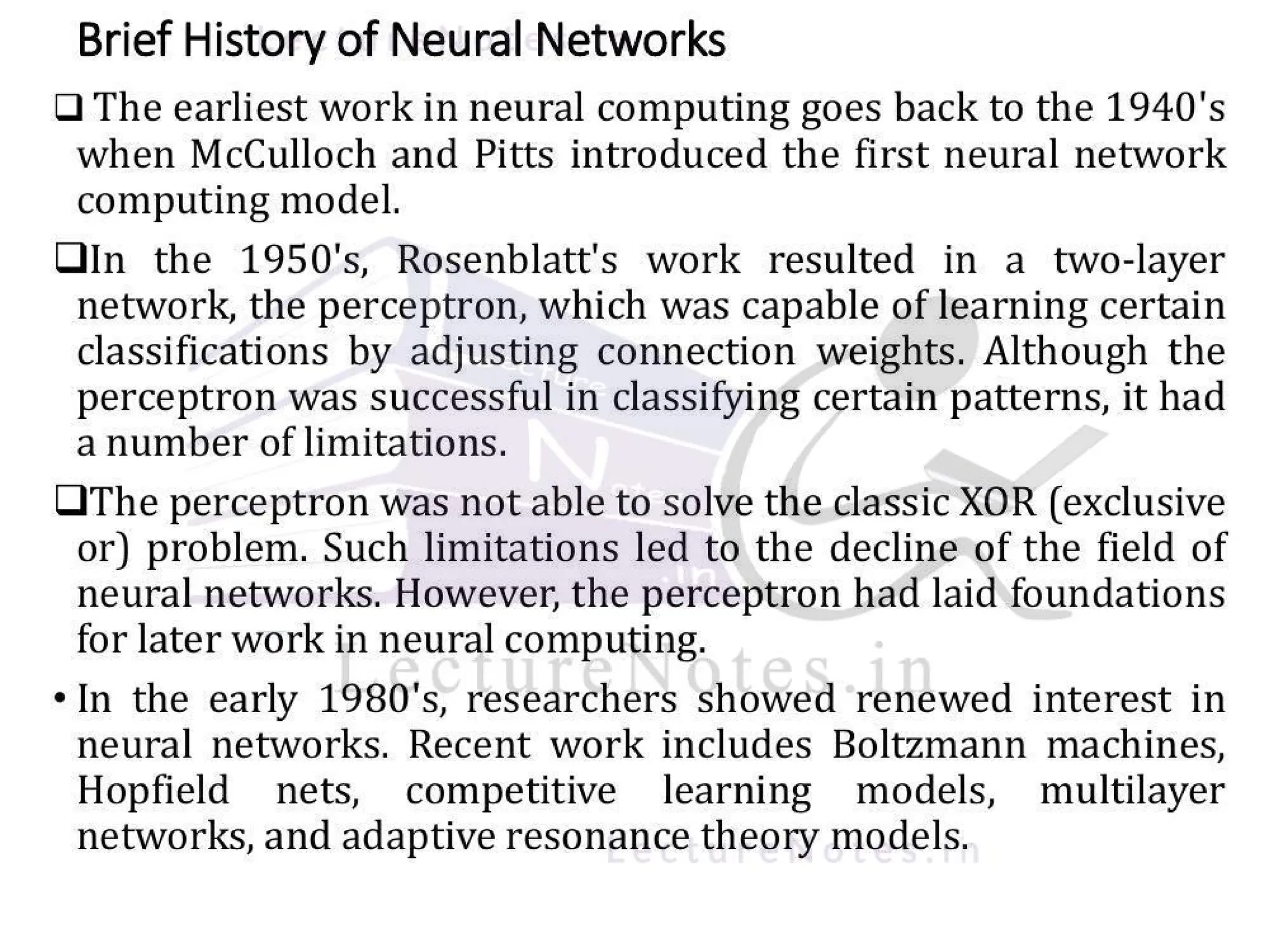 Note For Artificial Neural Network Ann By Aman Kumar Lecturenotes Pdf