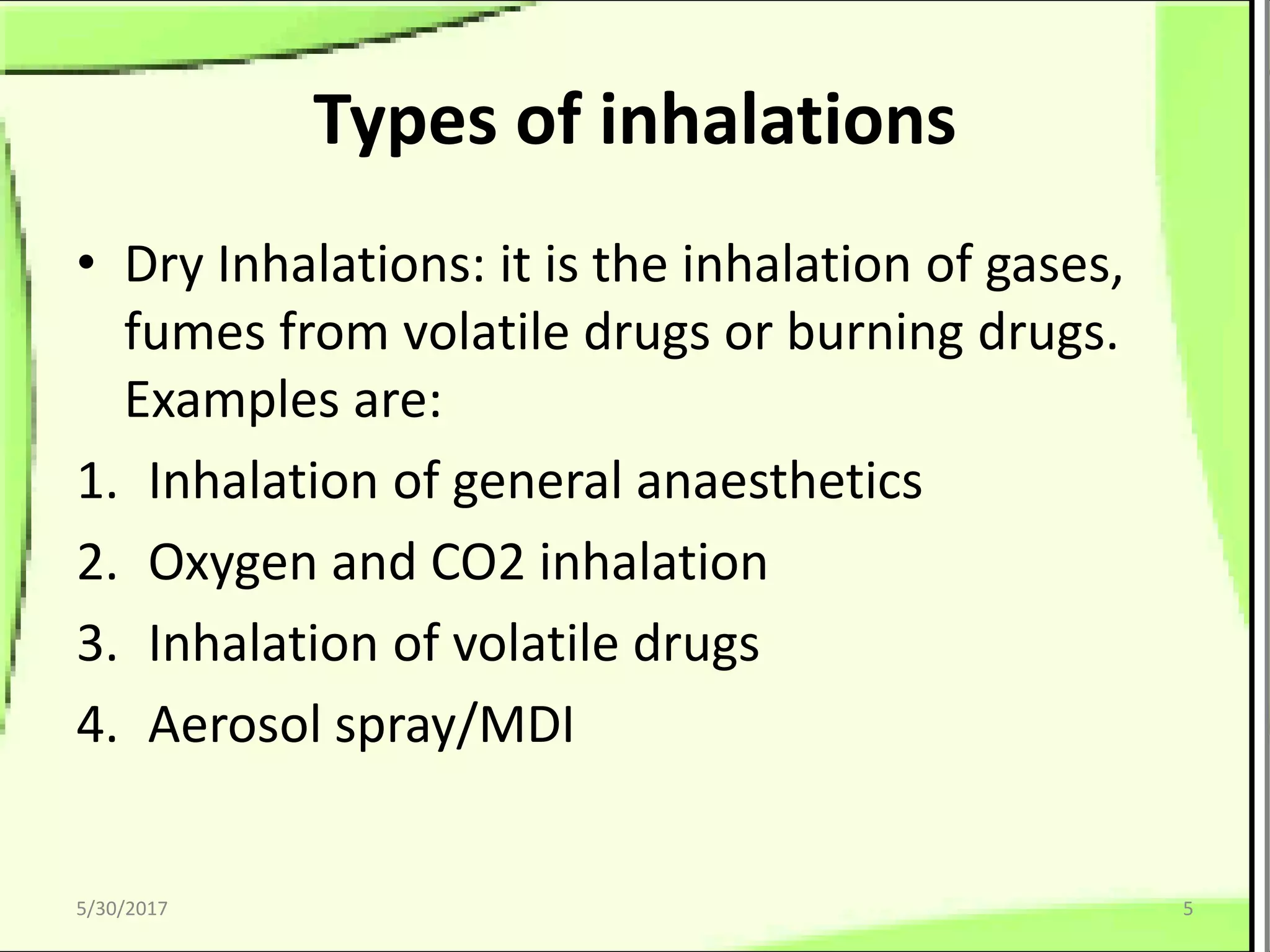 Babitha's Note On Inhalations: Its Types | PPTX