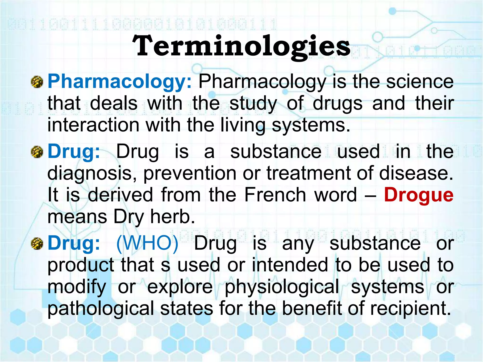 Note introduction to pharmacology | PPTX