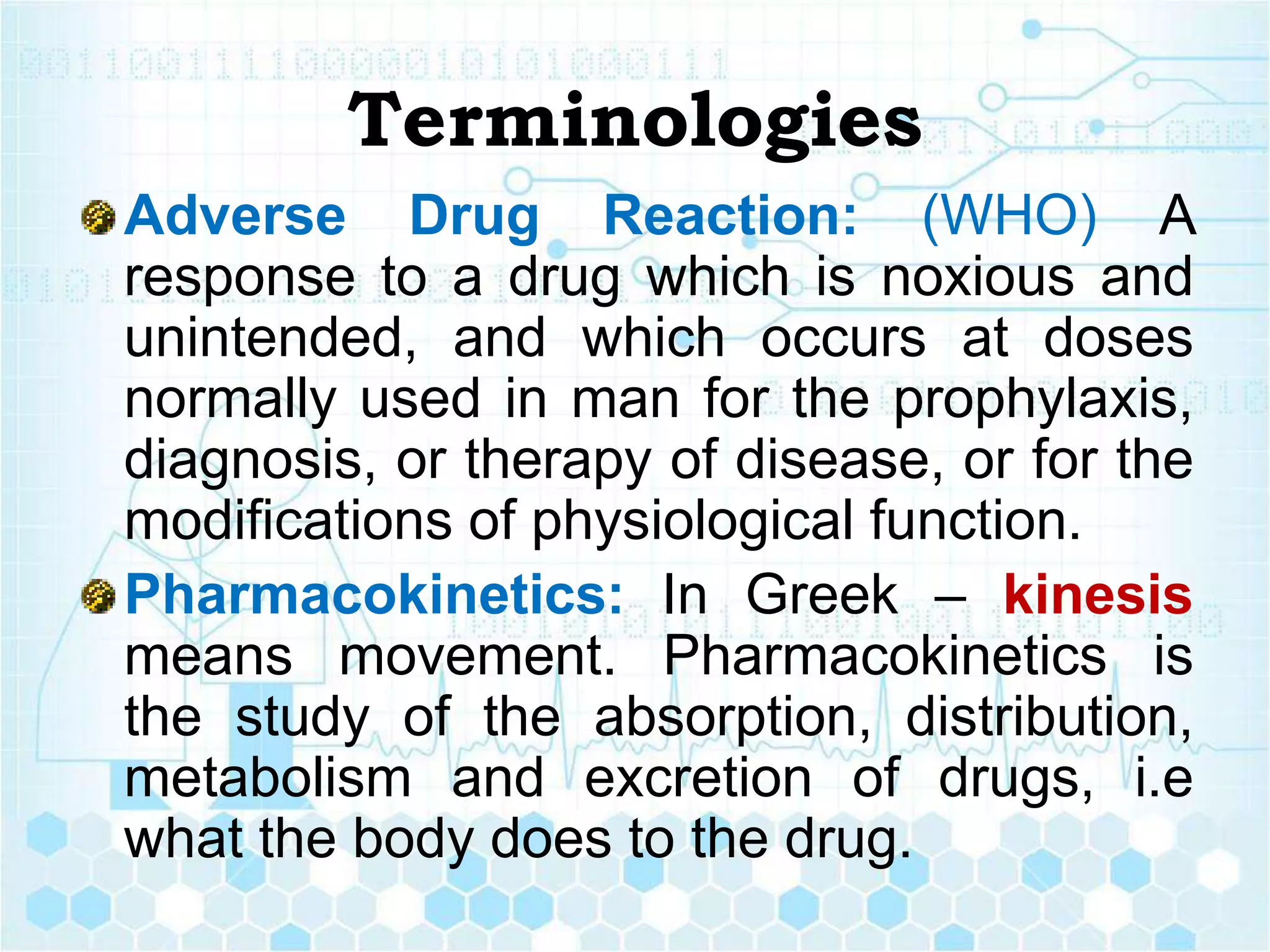 Note introduction to pharmacology | PPTX