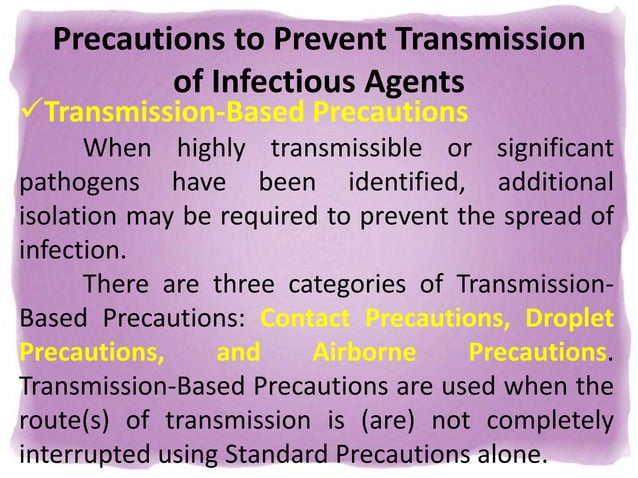 Note Isolation Precautions Ppt Free Download