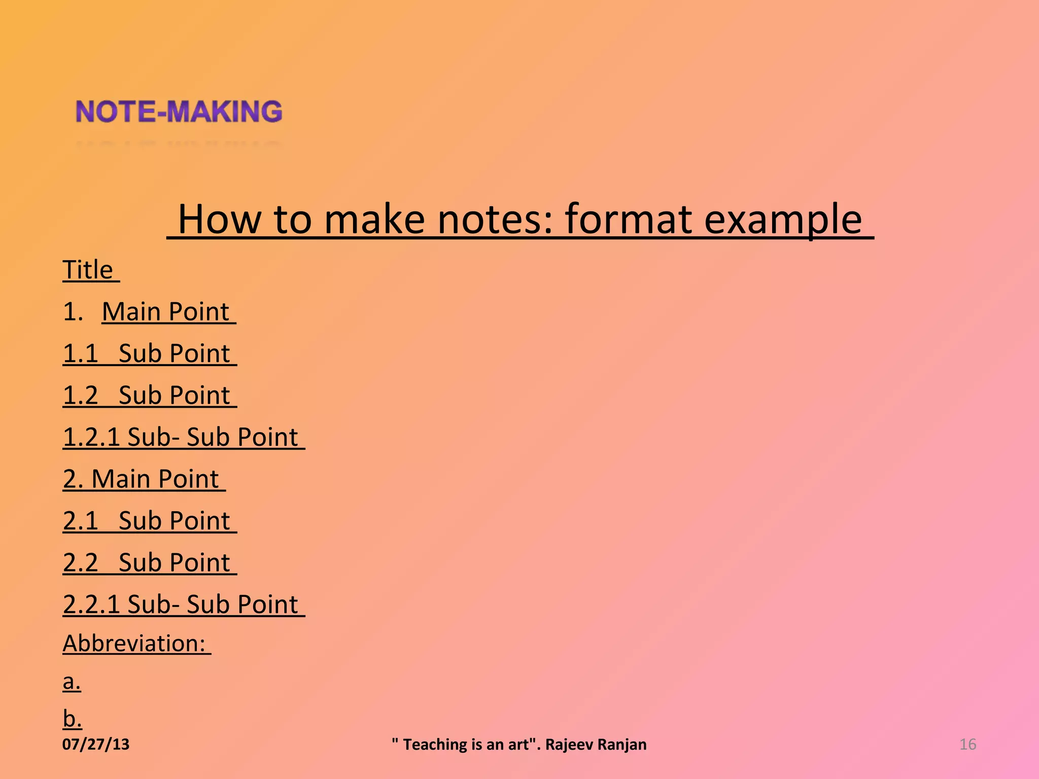 How to Develop Note Making Skill | PPT