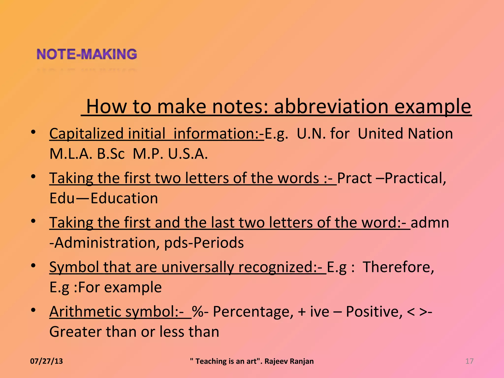 How to Develop Note Making Skill | PPT