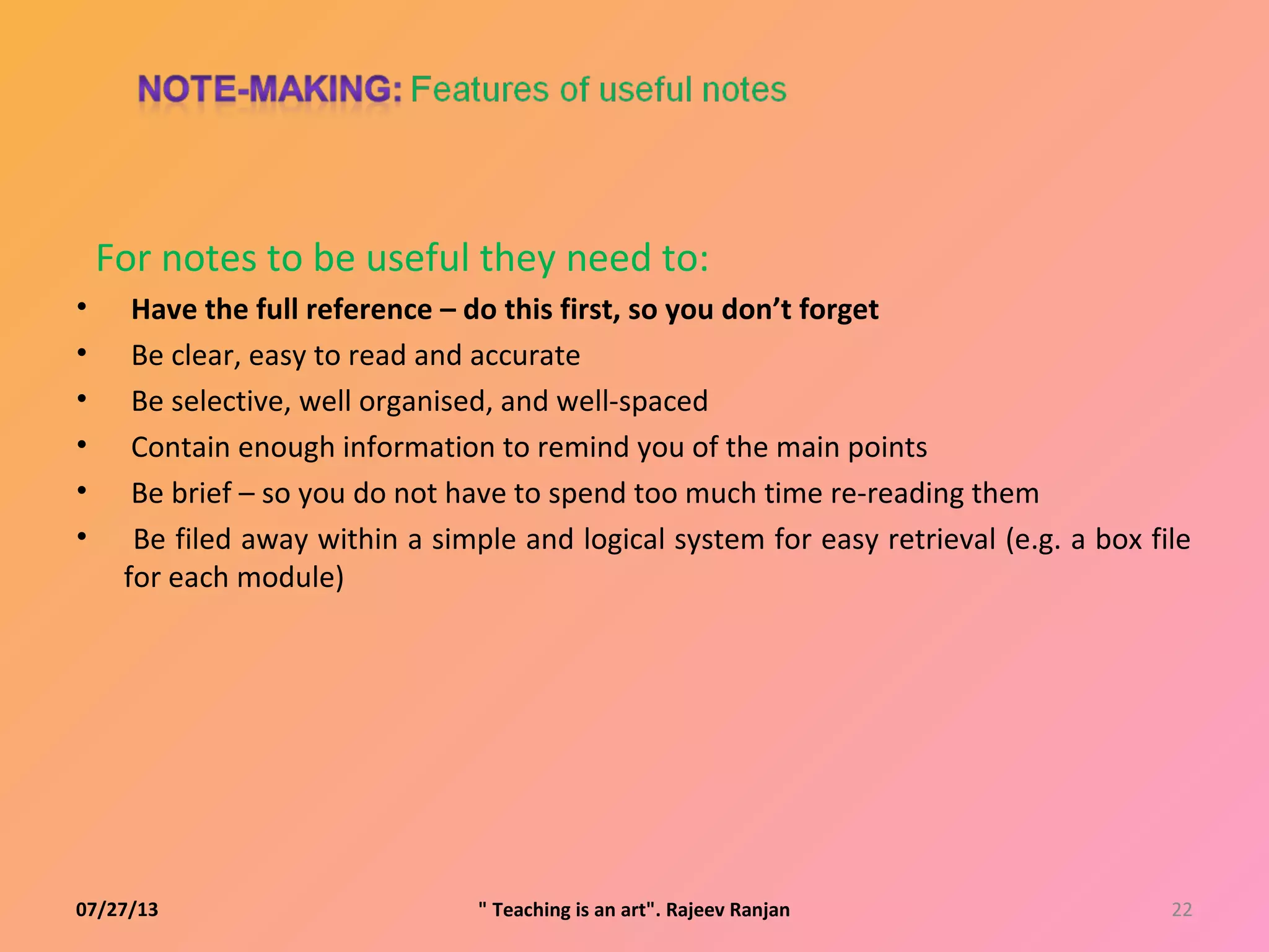 How to Develop Note Making Skill | PPT